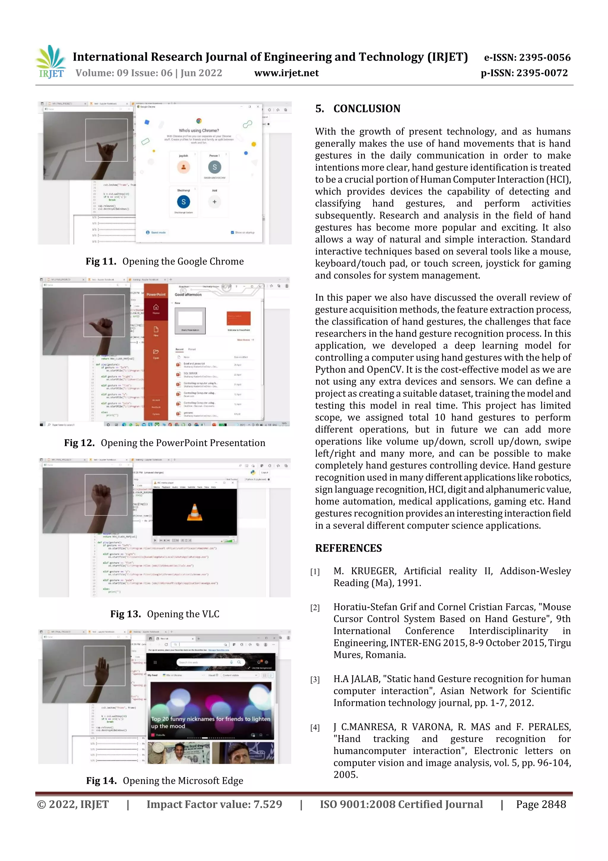 Controlling Computer using Hand Gestures | PDF