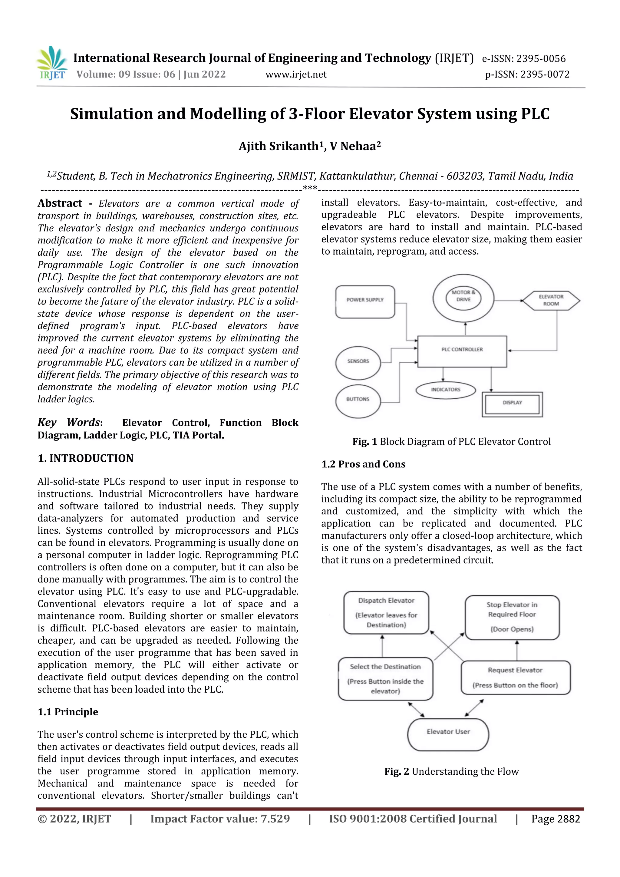 Simulation and Modelling of 3-Floor Elevator System using PLC | PDF