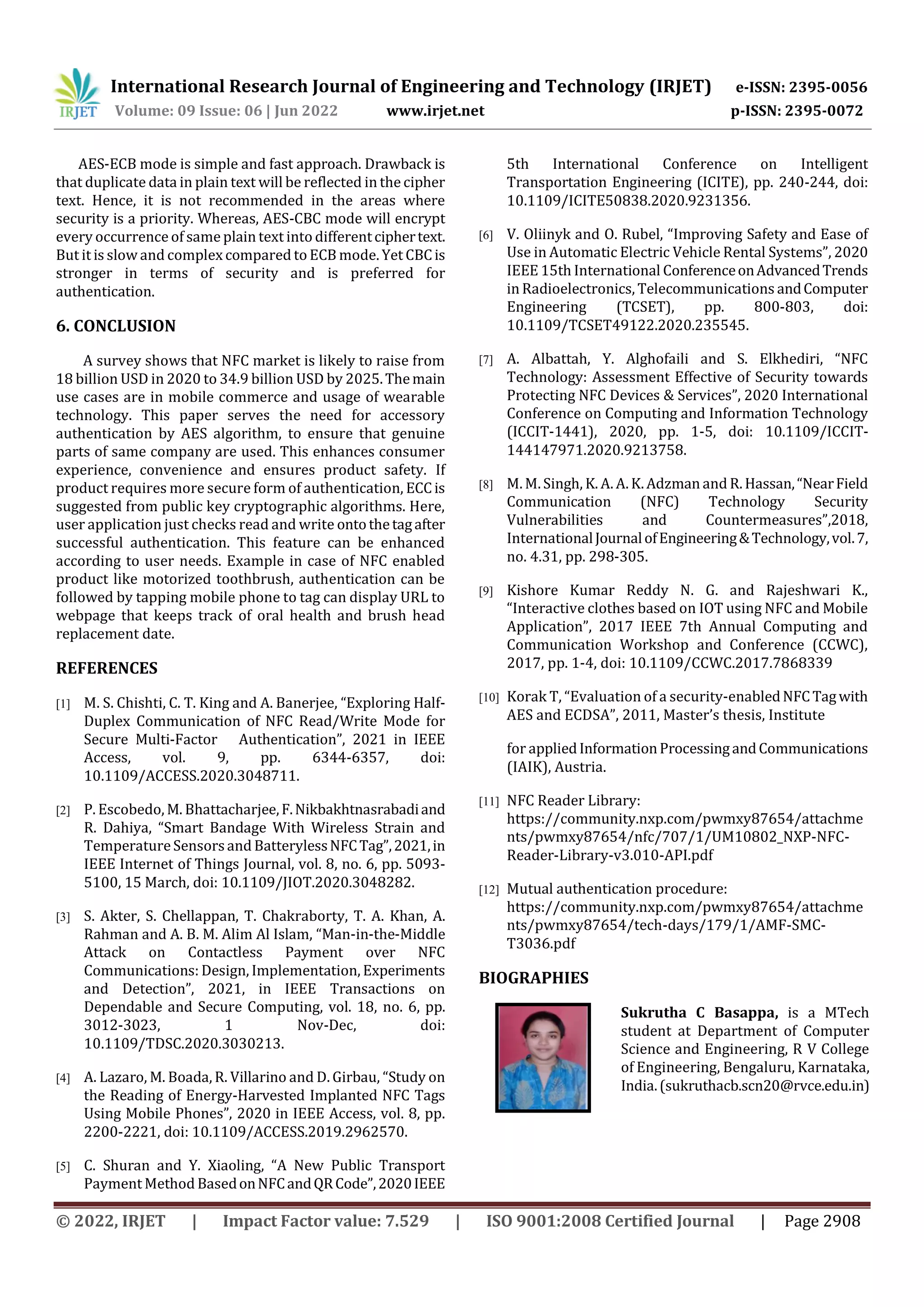 Accessory authentication on NFC enabled product using three pass AES algorithm | PDF