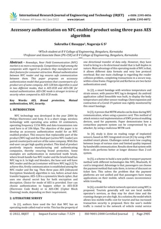 Accessory authentication on NFC enabled product using three pass AES algorithm | PDF