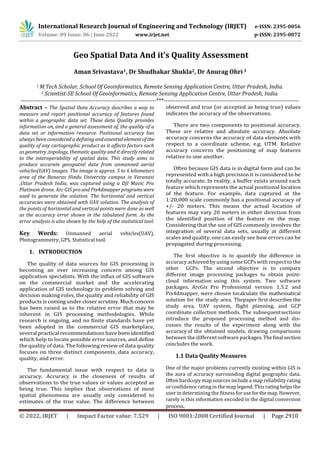 Geo Spatial Data And it’s Quality Assessment | PDF
