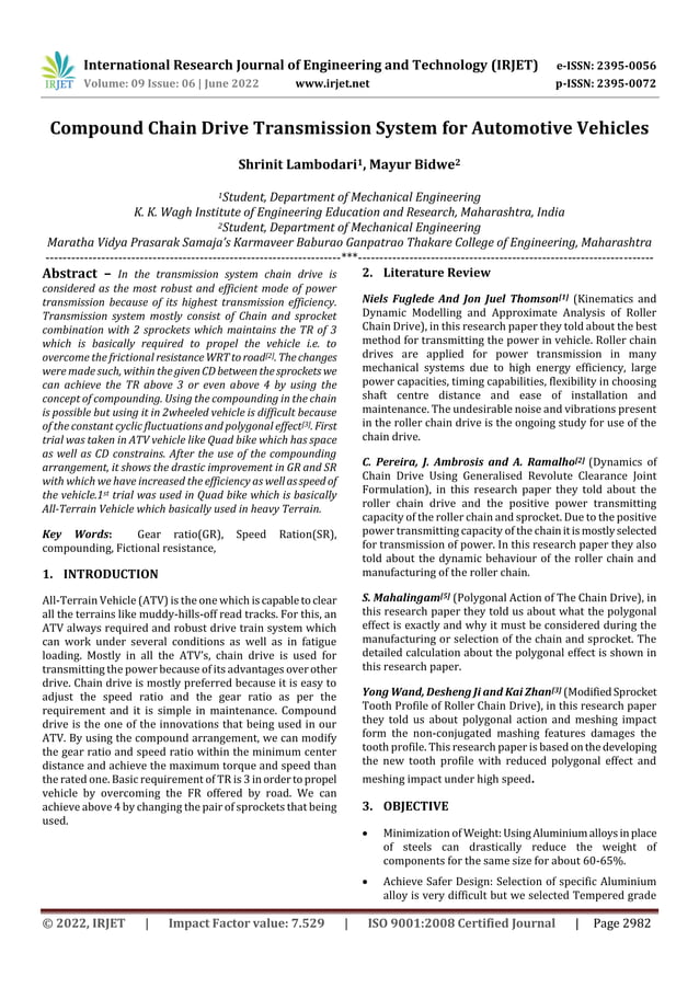 Compound Chain Drive Transmission System for Automotive Vehicles | PDF
