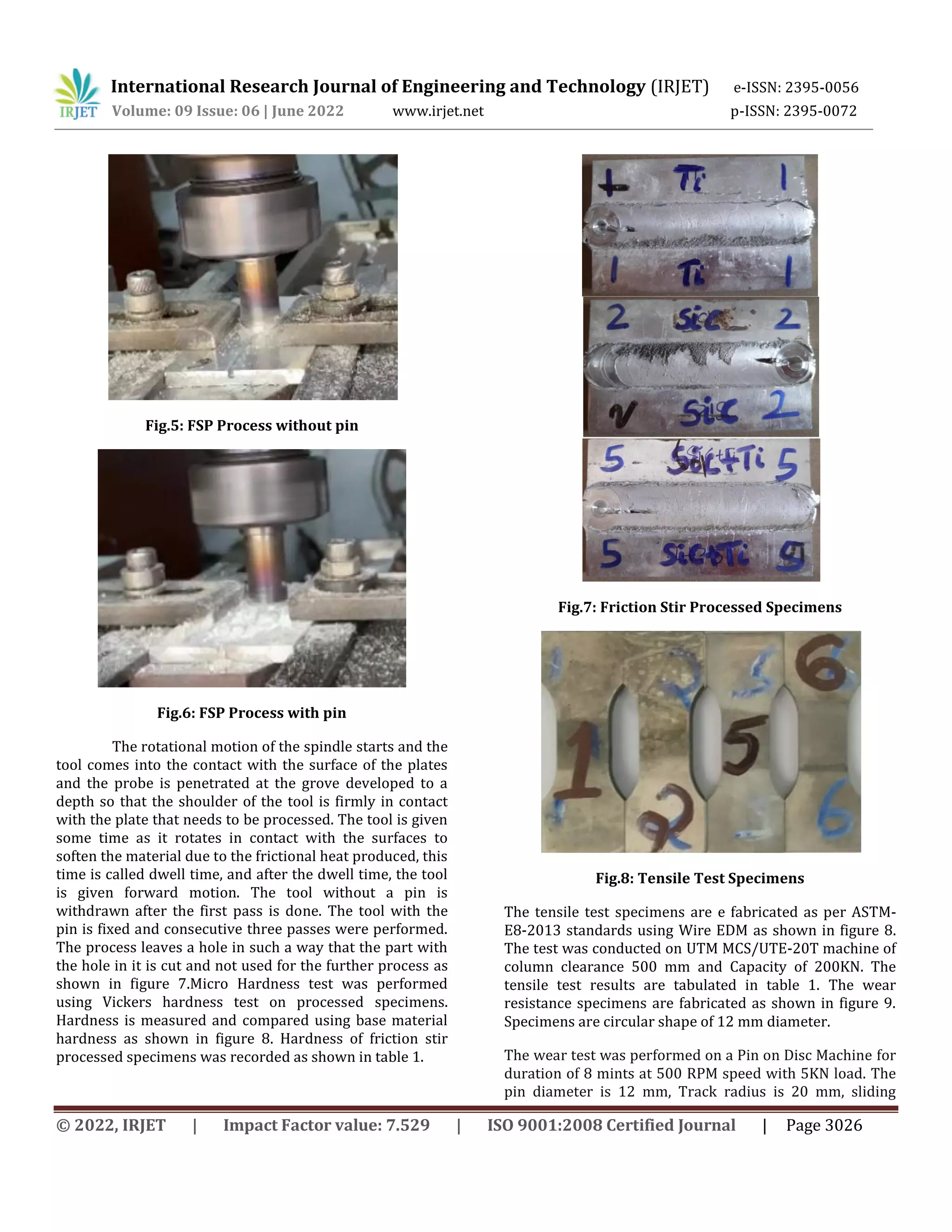 Tensile And Wear Property Analysis Of Friction Stir Processed Metal Matrix Composite Of Aa7075