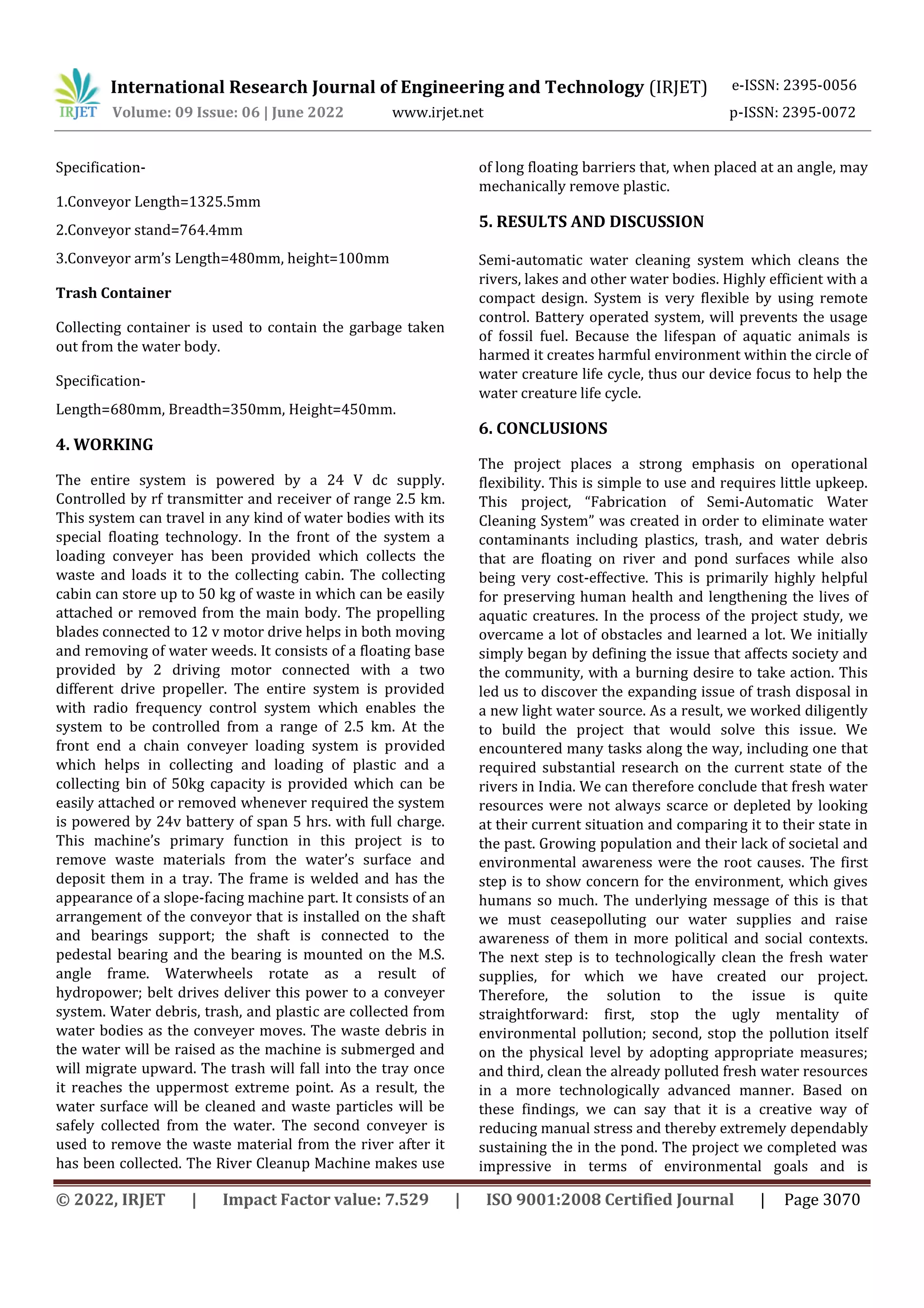 Fabrication of Semi-Automatic Water Cleaning System | PDF
