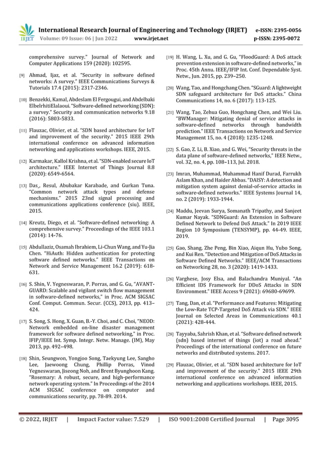 Denial of Service Attacks in Software Defined Networking - A Survey | PDF