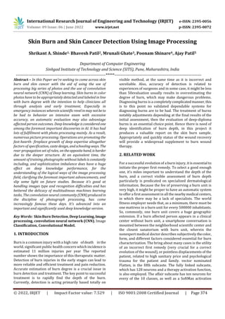 Skin Burn and Skin Cancer Detection Using Image Processing | PDF