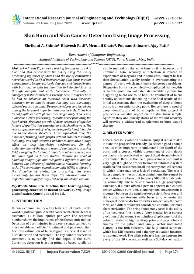 Skin Burn and Skin Cancer Detection Using Image Processing | PDF