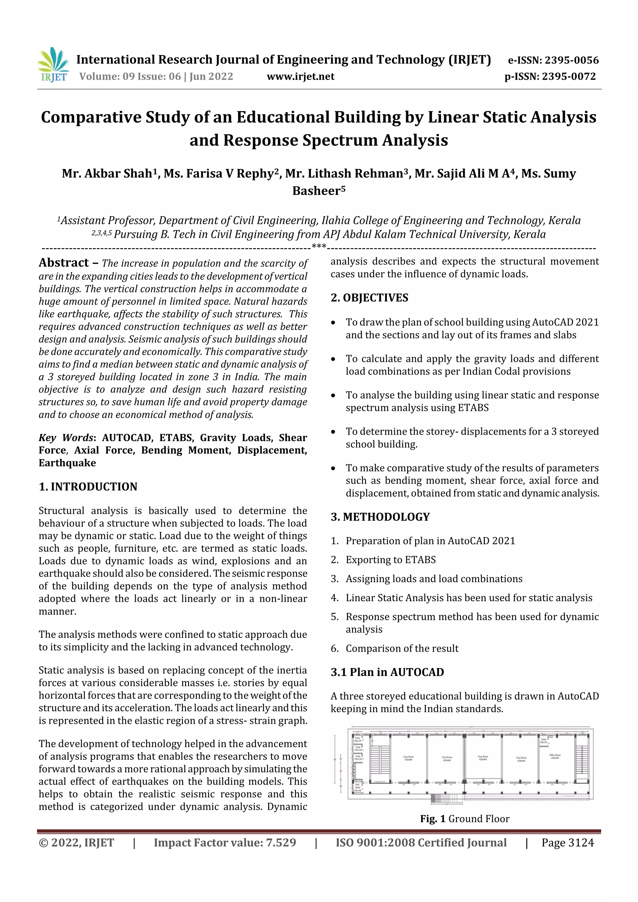 Comparative Study of an Educational Building by Linear Static Analysis and Response Spectrum ...