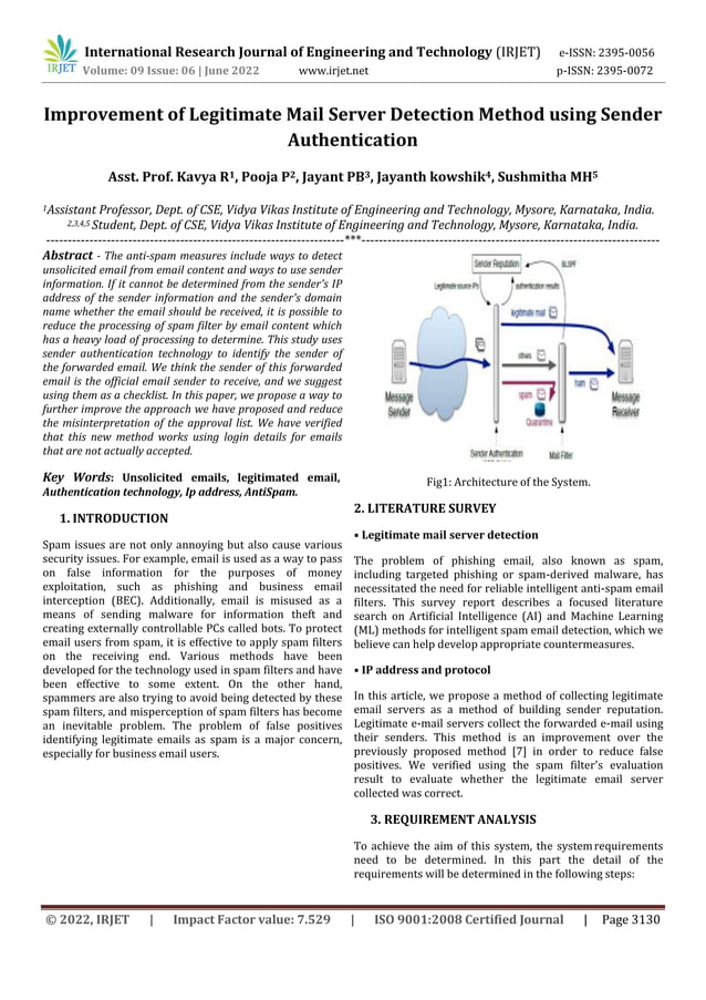 Improvement of Legitimate Mail Server Detection Method using Sender Authentication | PDF