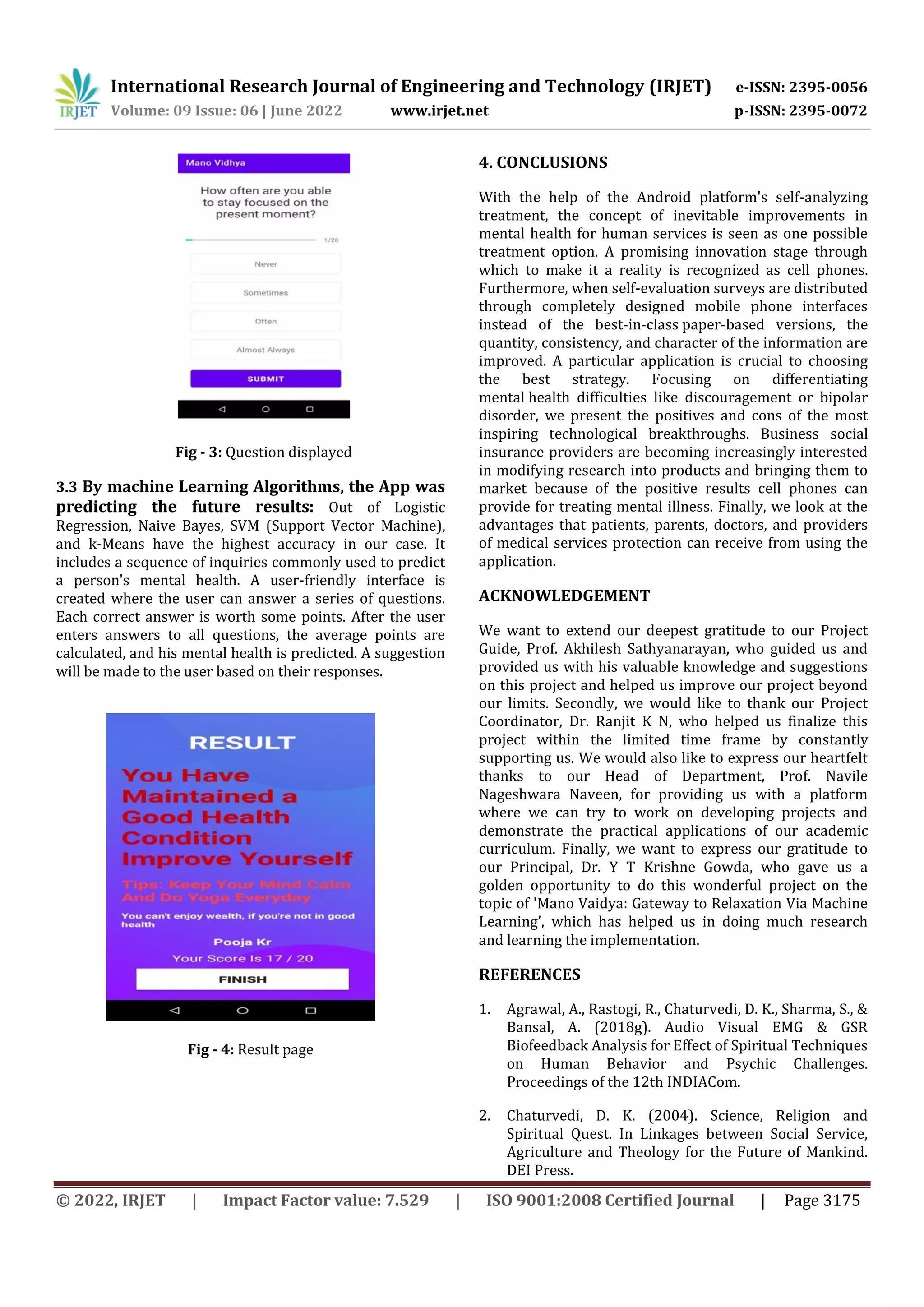 Mano Vaidya: Gateway to Relaxation Via Machine Learning | PDF