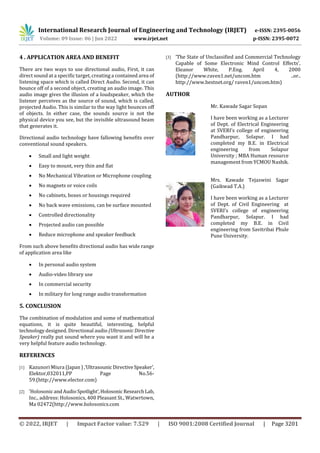 DIRECTIONAL AUDIO (Ultrasonic Directive Speaker) | PDF