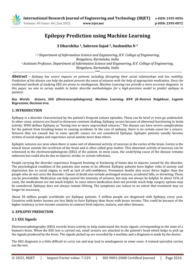 Epilepsy Prediction using Machine Learning | PDF