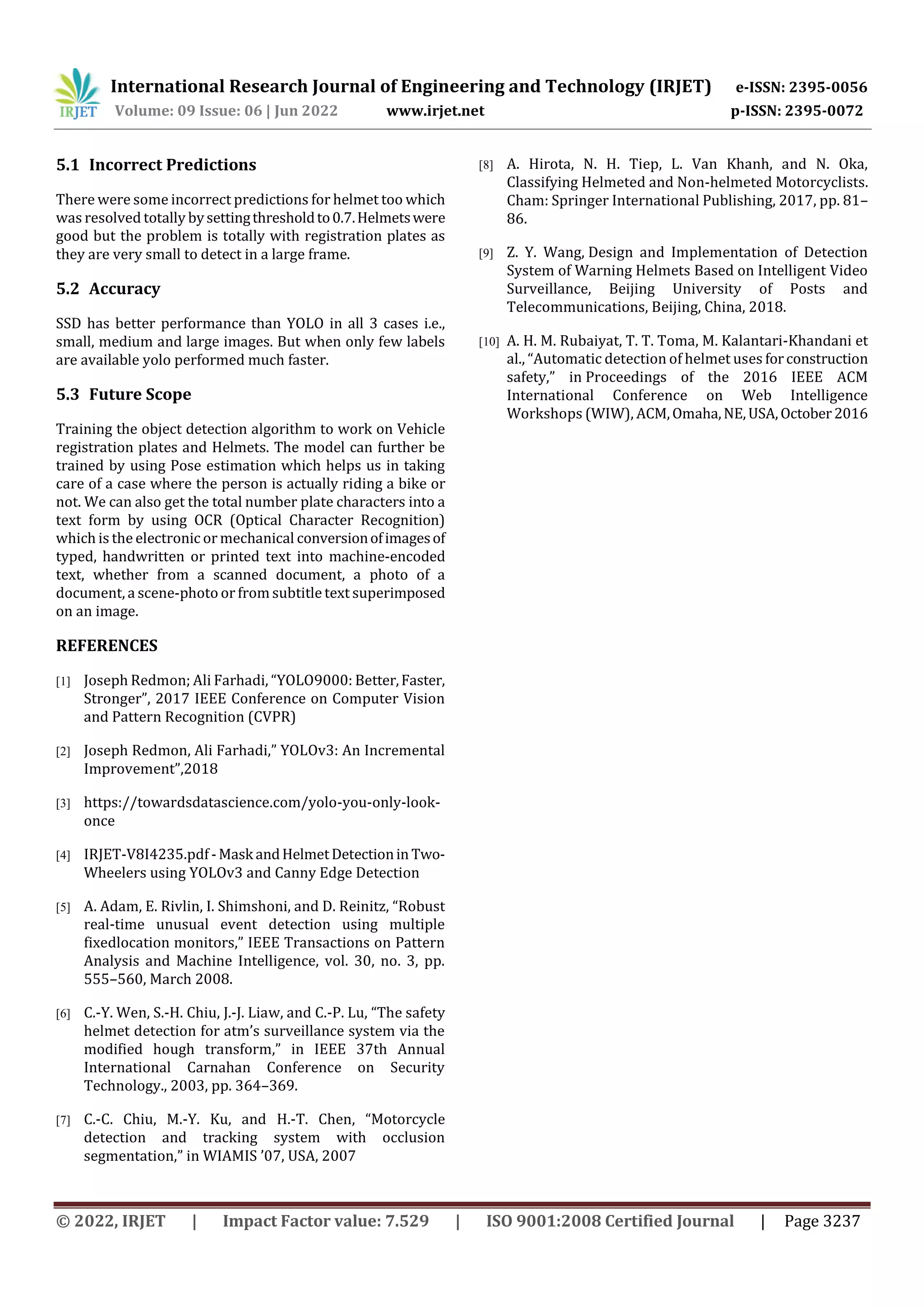 Helmet Detection Based on Convolutional Neural Networks | PDF