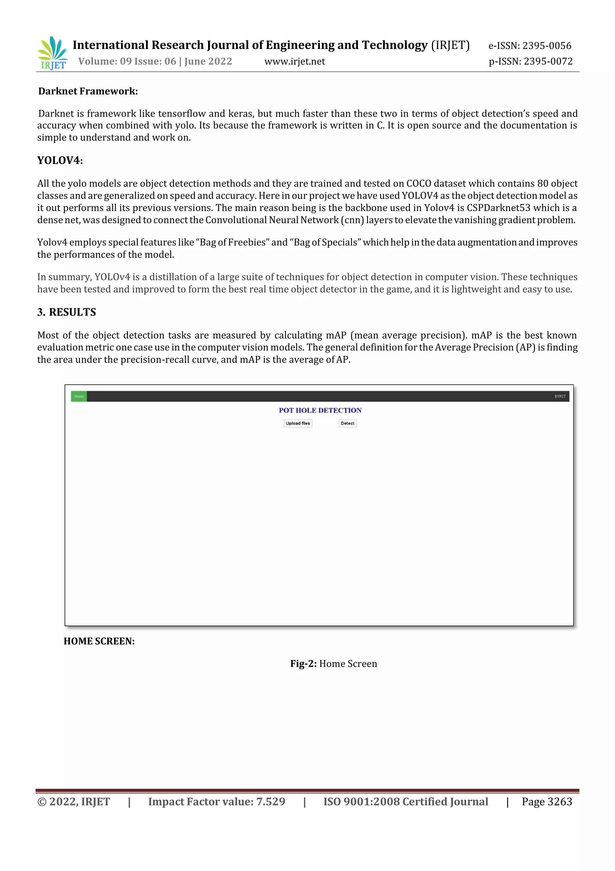 Road Pothole Detection Using Yolov4 Darknet Pdf Artificial
