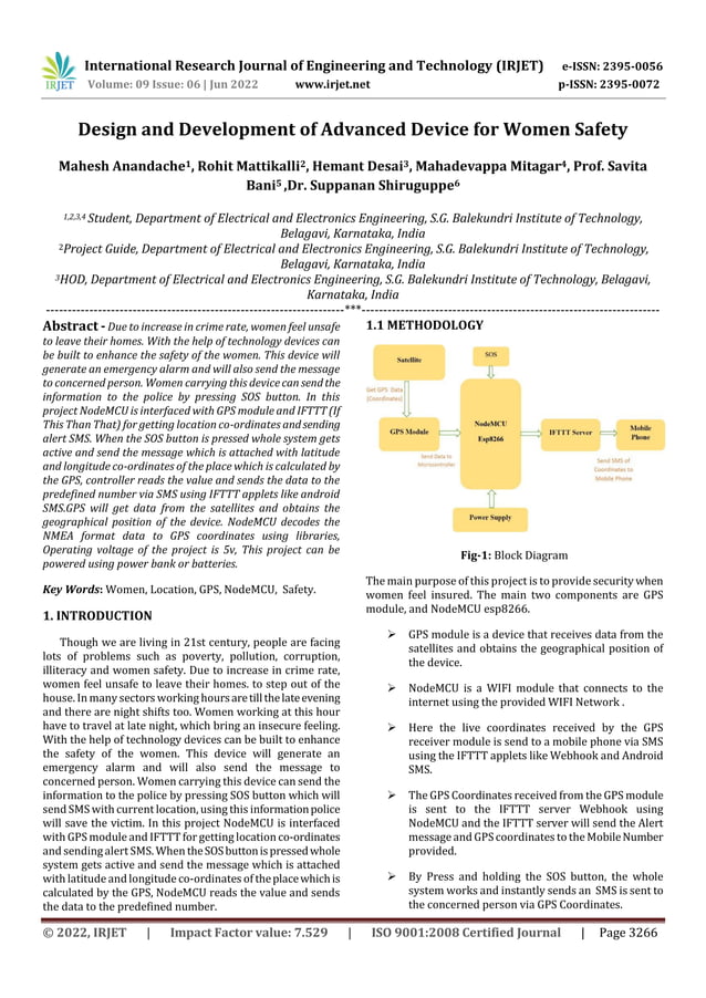 Design and Development of Advanced Device for Women Safety | PDF | Auto ...