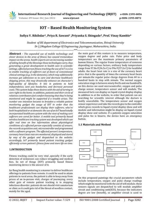 IOT – Based Health Monitoring System | PDF | Computer Peripherals | Computing