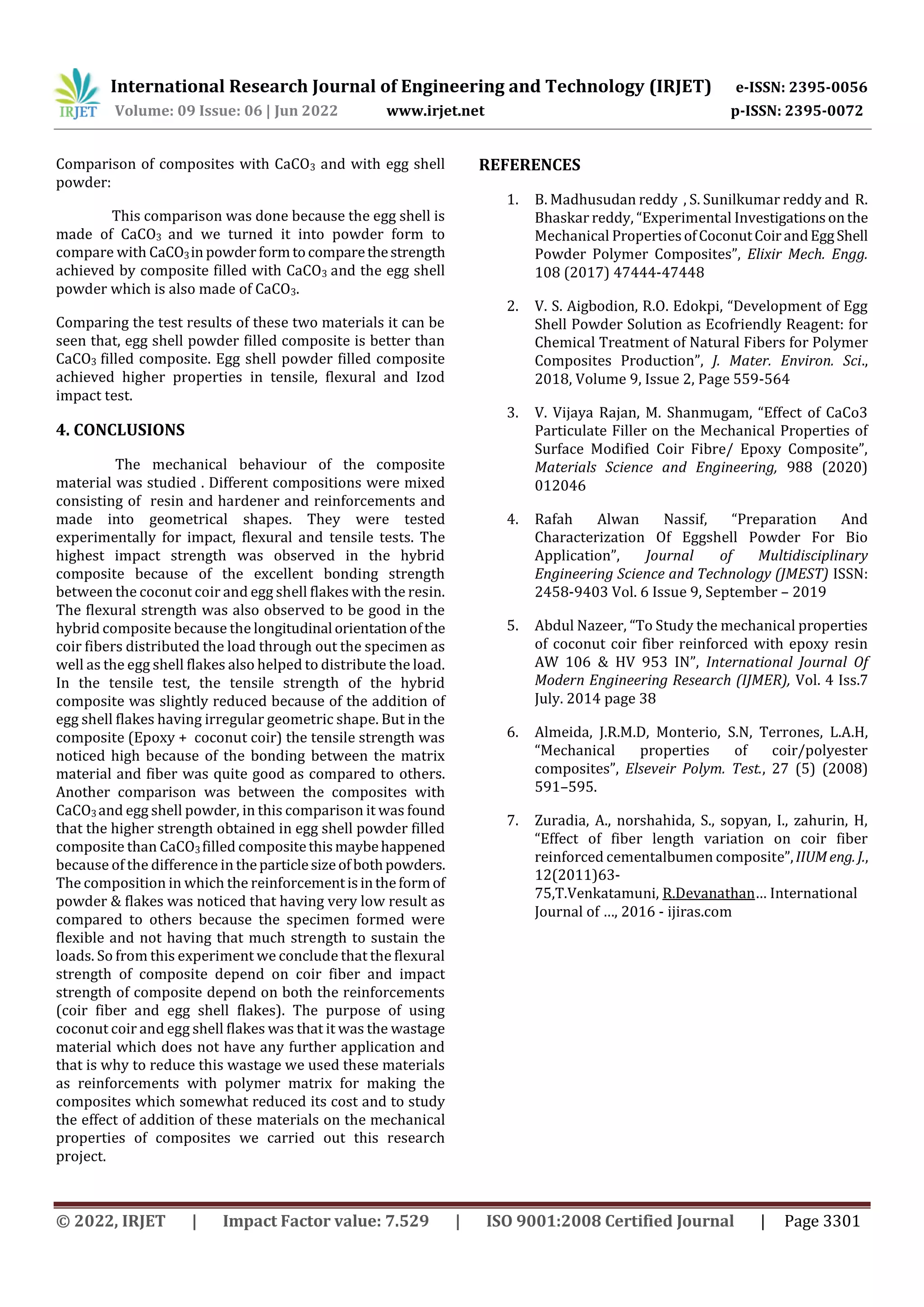 Epoxy resin based egg shell powder and coconut coir fiber composites | PDF