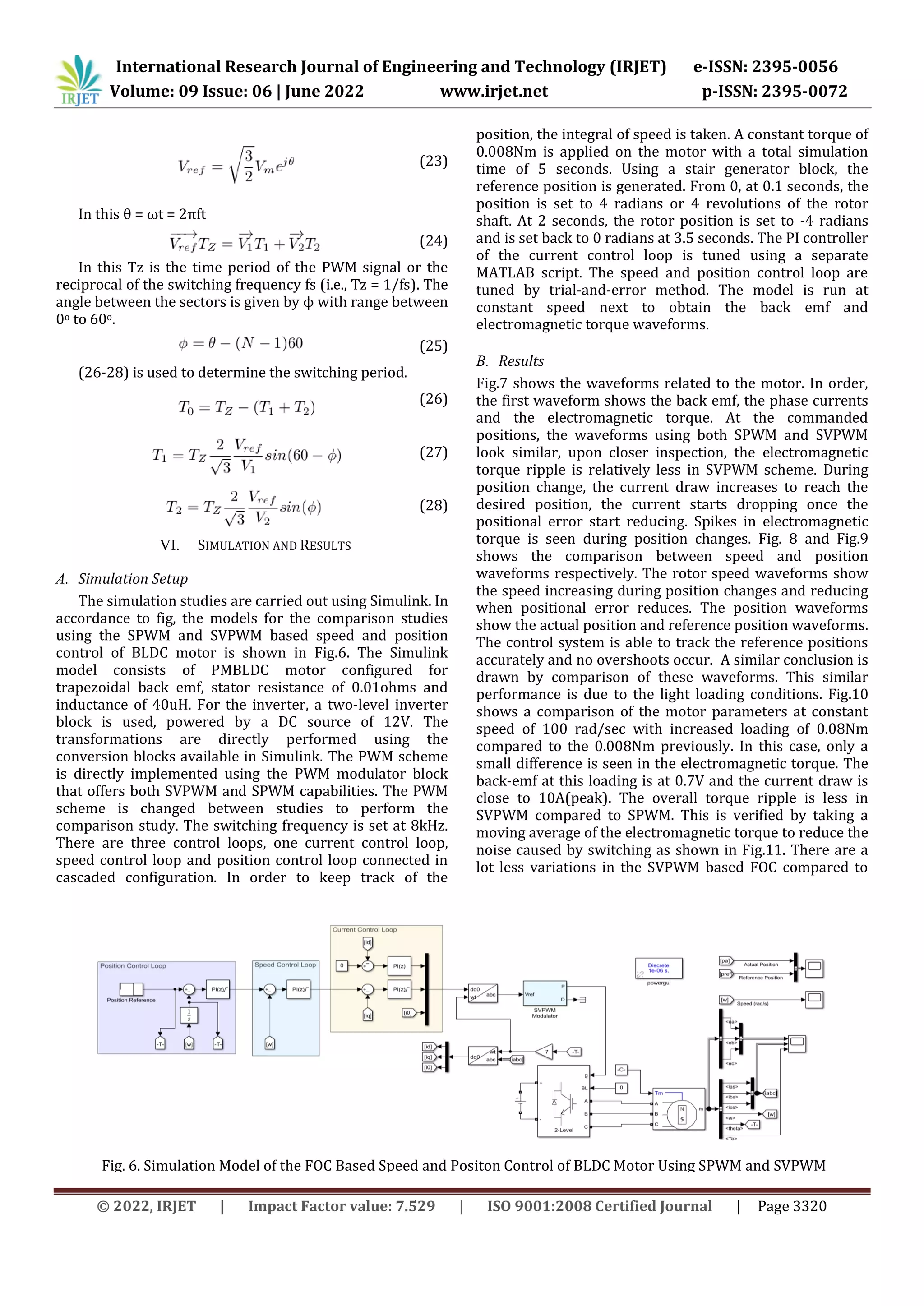 Comparitive Analysis Of Speed And Position Control Of Bldc Motor Via Field Oriented Control
