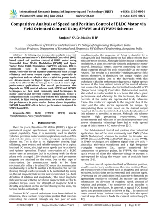 Comparitive Analysis of Speed and Position Control of BLDC Motor via Field Oriented Control ...