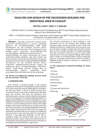 “ANALYSIS AND DESIGN OF PRE ENGINEERED BUILDING FOR INDUSTRIAL SHED IN ...