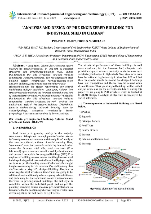 “ANALYSIS AND DESIGN OF PRE ENGINEERED BUILDING FOR INDUSTRIAL SHED IN CHAKAN” | PDF | Civil ...