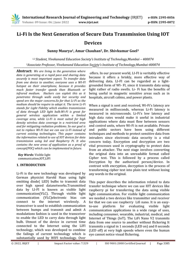 Li-Fi Is the Next Generation of Secure Data Transmission Using IOT ...