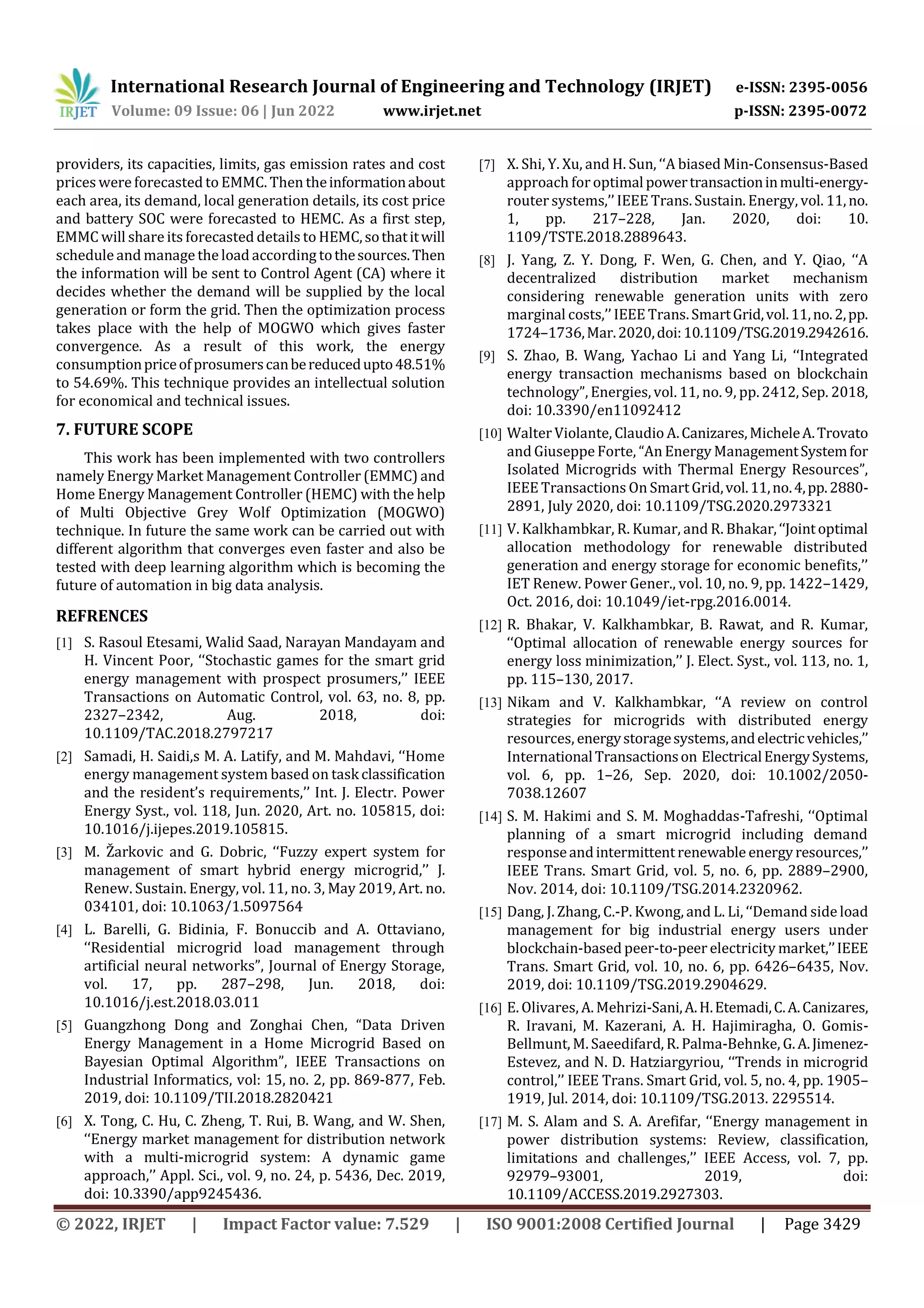 Energy Management System In Smart Microgrid Using Multi Objective Grey Wolf Optimization
