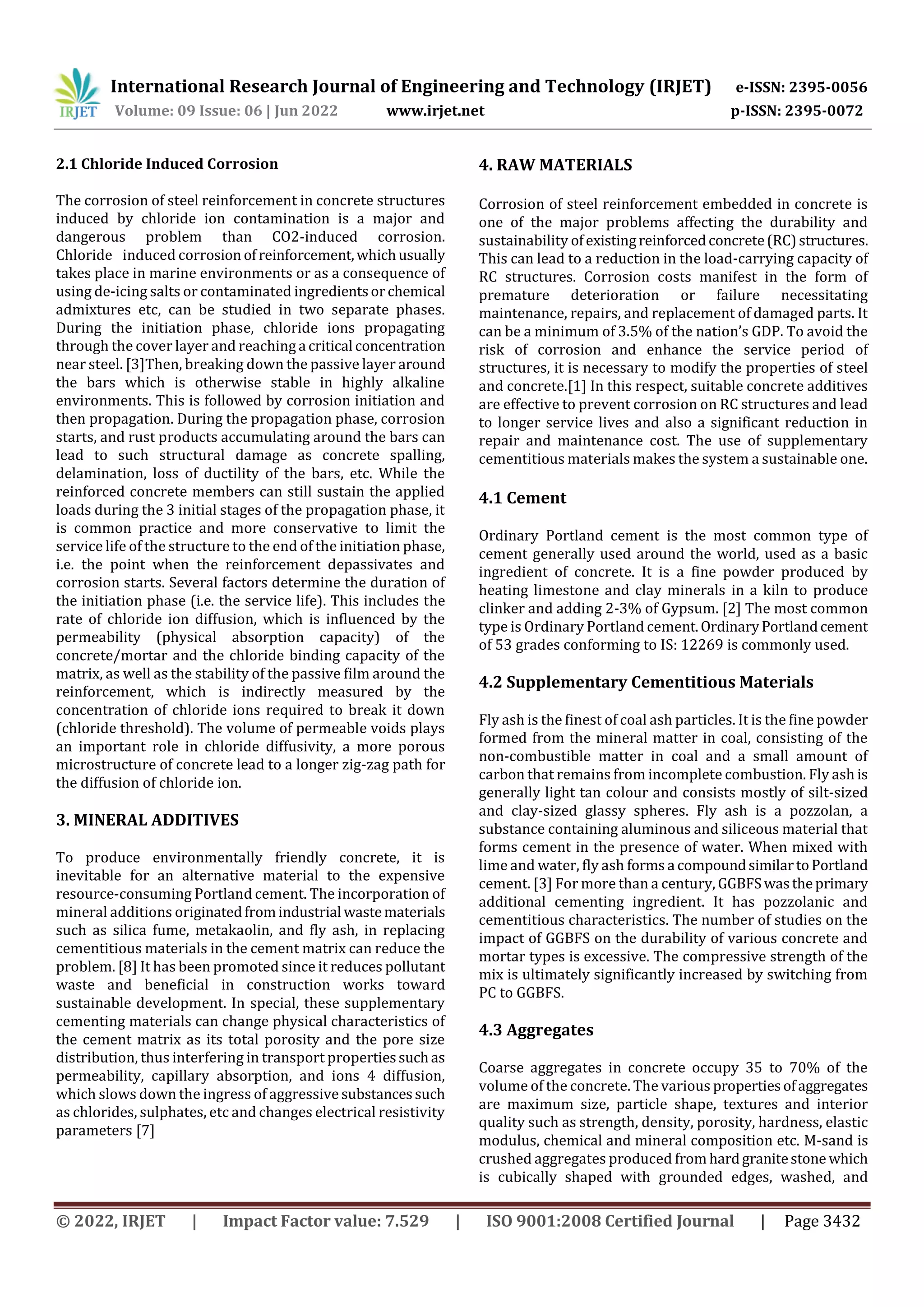 Effect of Supplementary Cementitious Materials on Corrosion of ...
