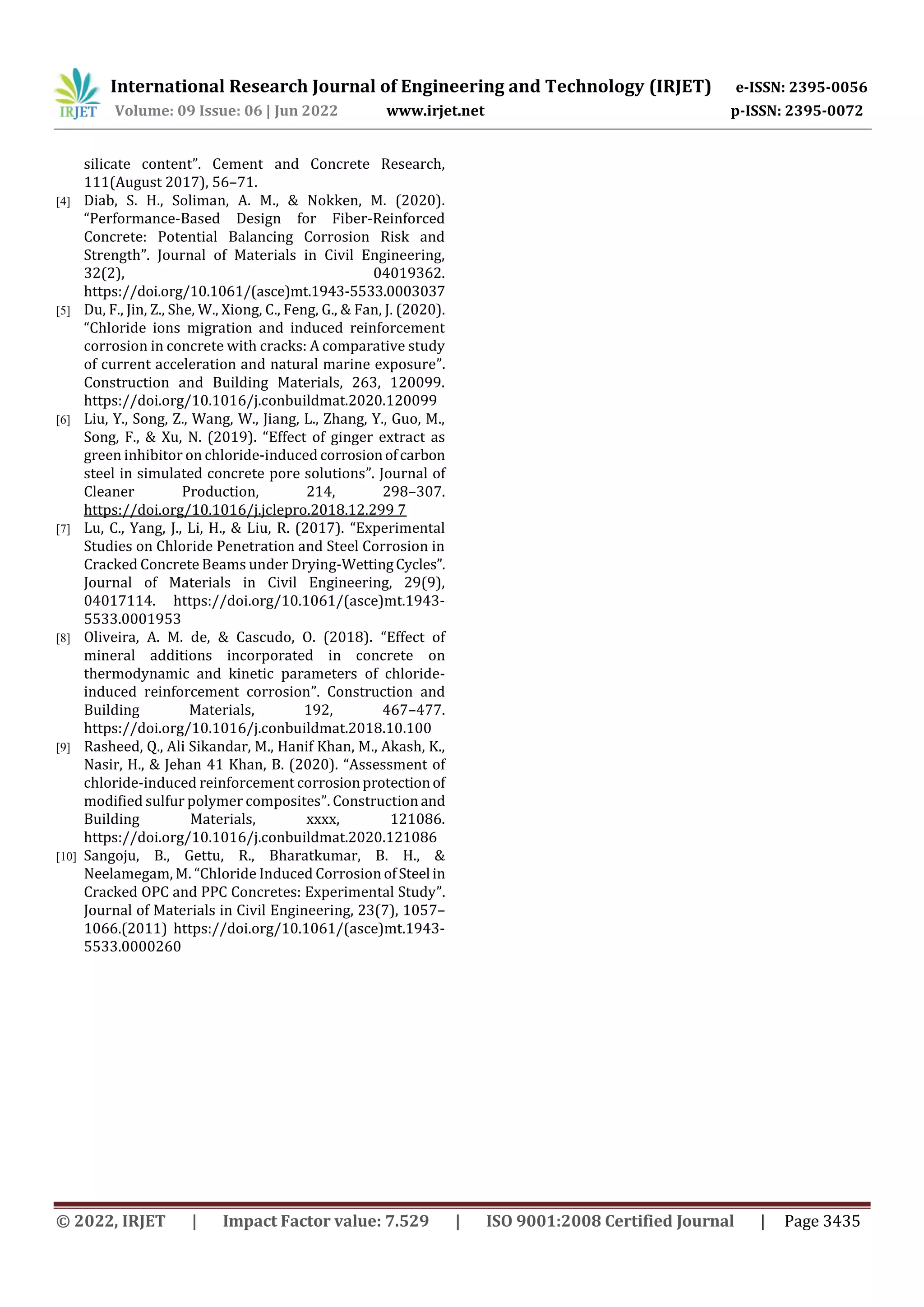 Effect of Supplementary Cementitious Materials on Corrosion of Reinforced Concrete-A Review | PDF