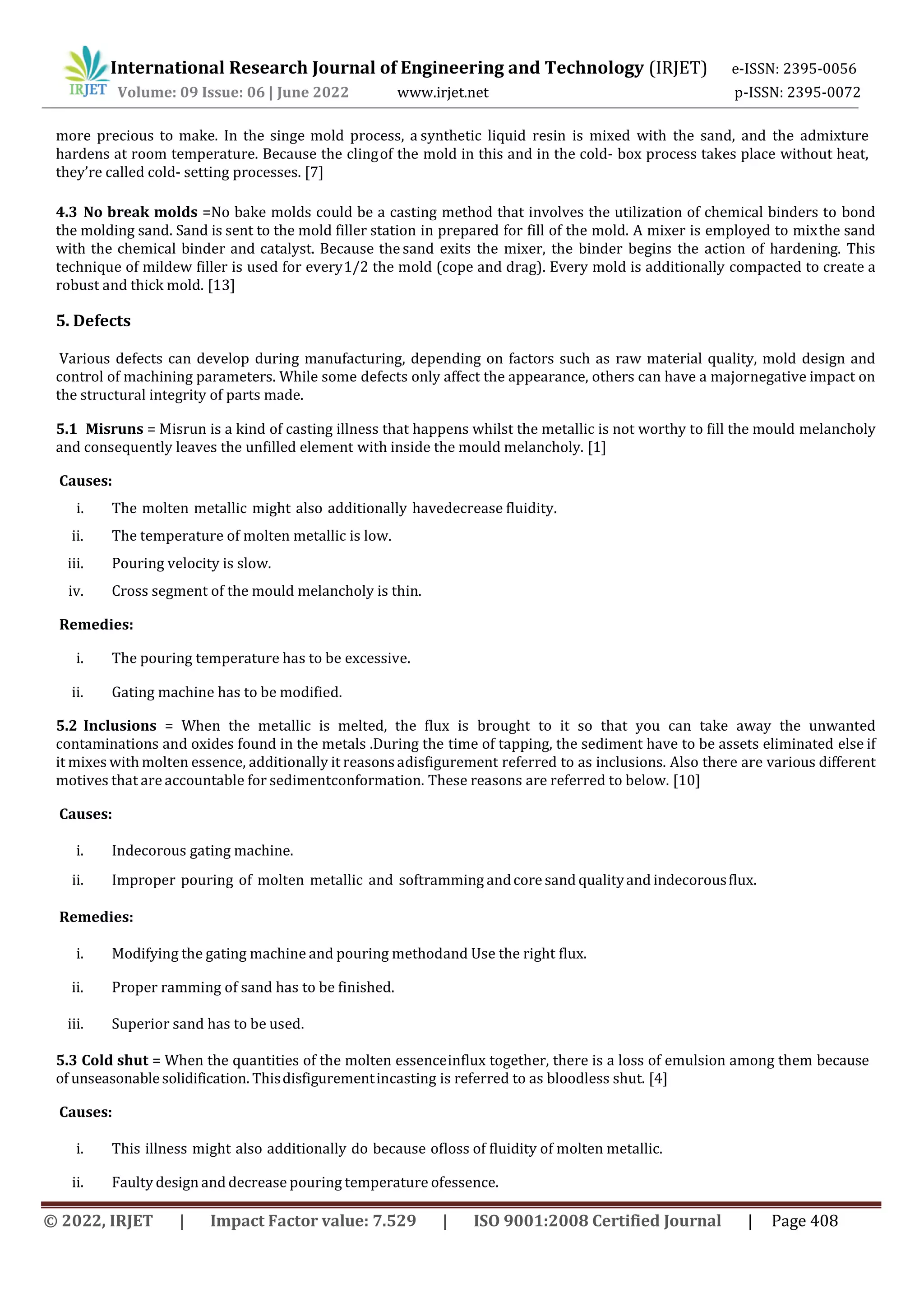 Introduction of Sand Casting Process- An Overview | PDF