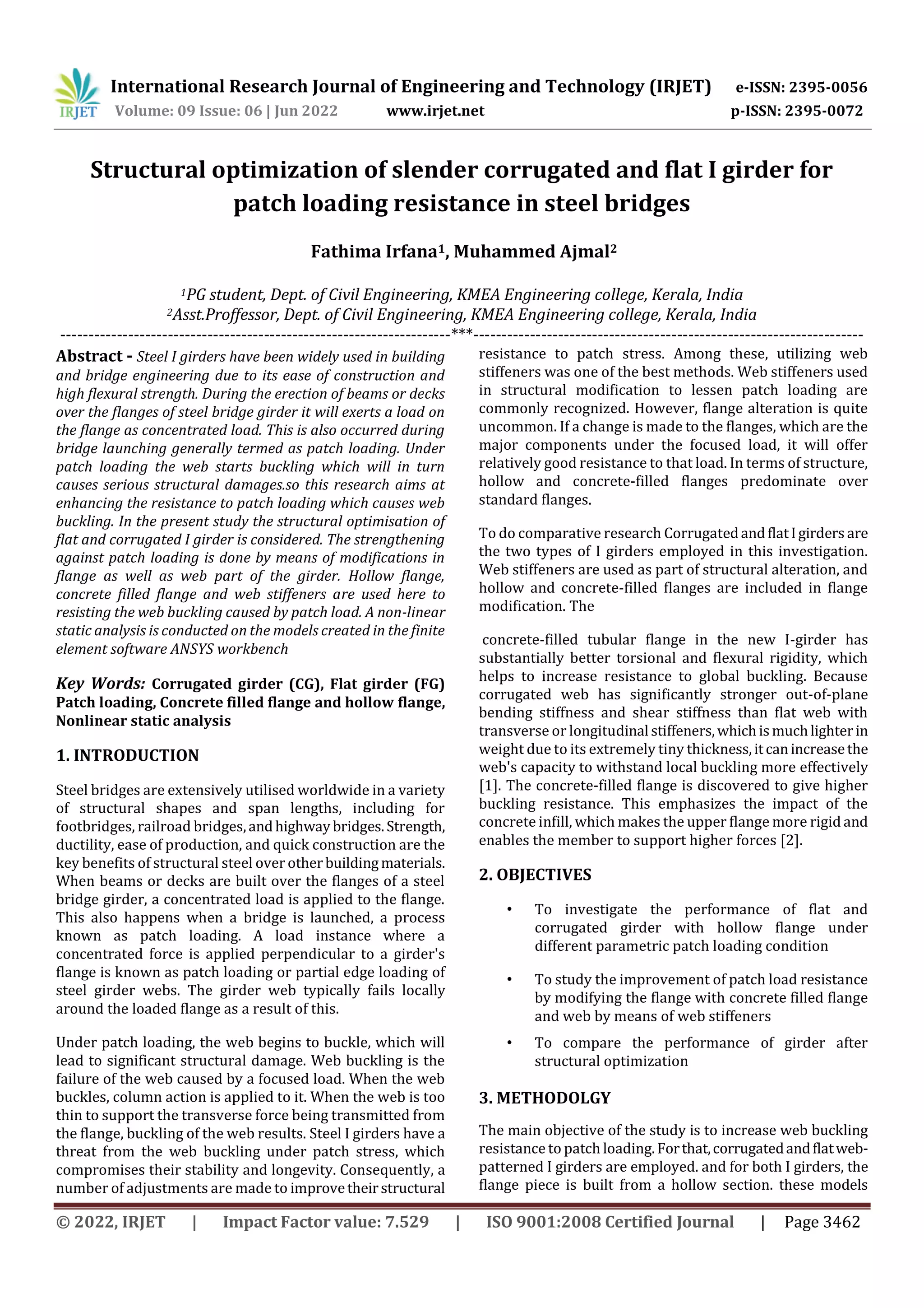 Structural optimization of slender corrugated and flat I girder for ...