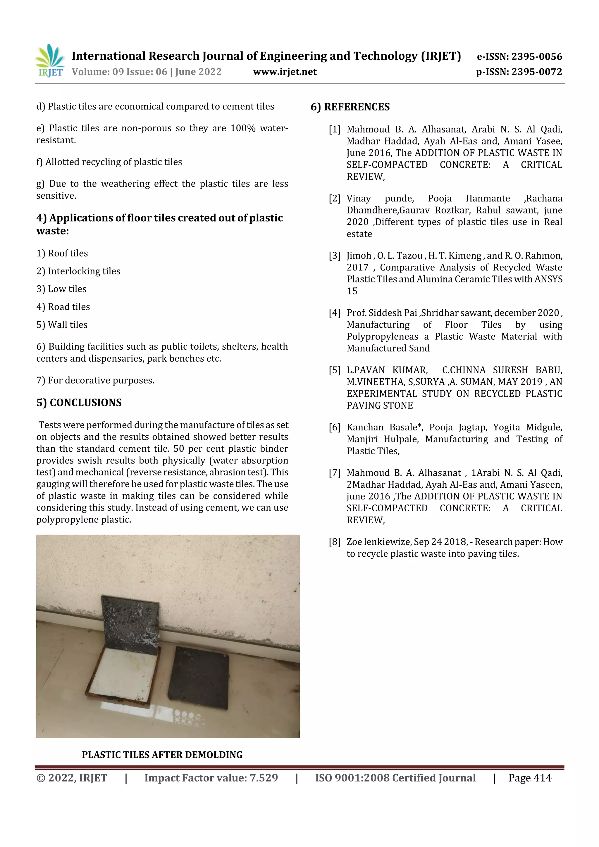 Making Of Economical Plastic Tiles Using Plastic Waste | PDF