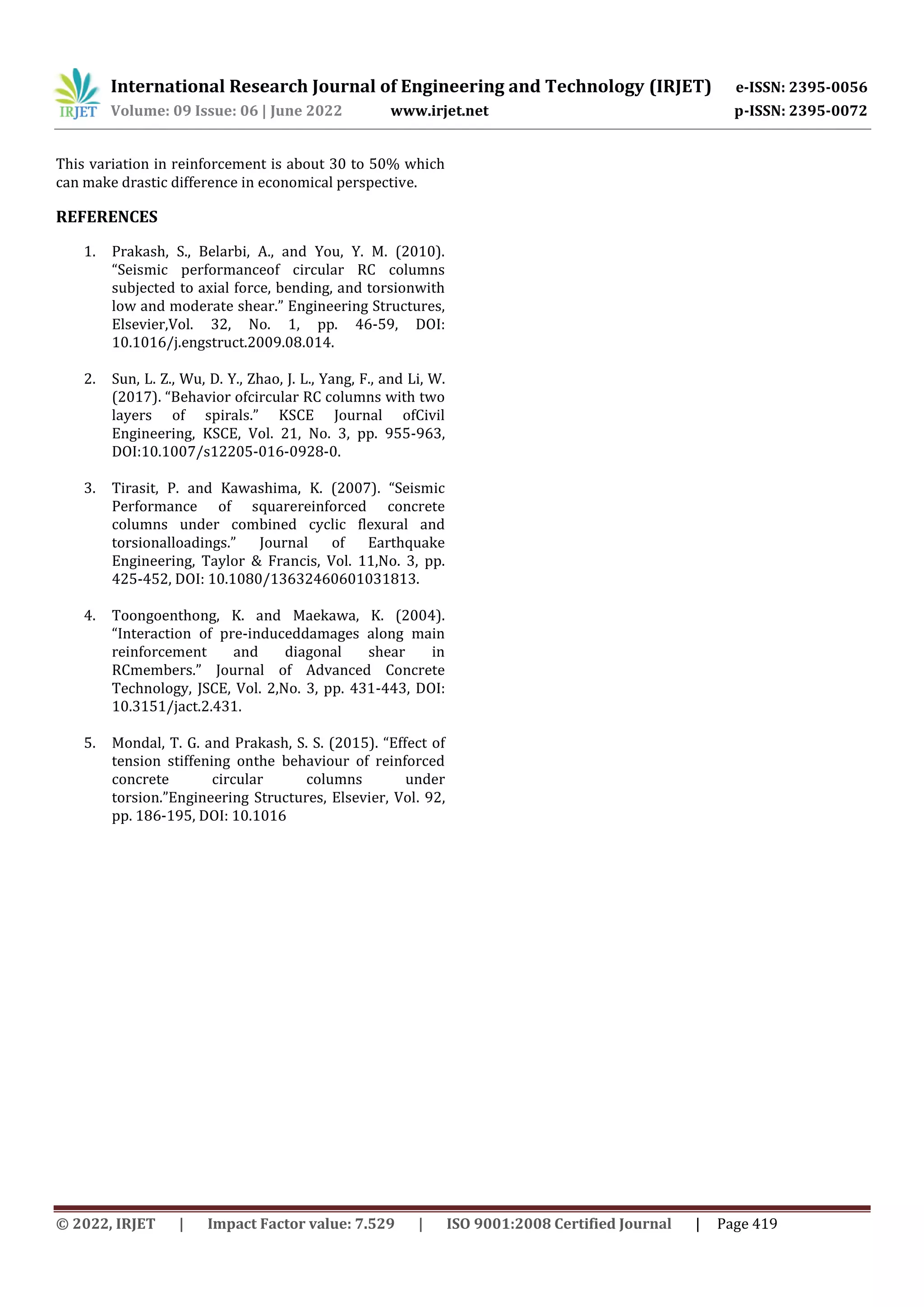 Seismic Performance of Circular And Rectangular Column by Cyclic And Monotonic Loading | PDF