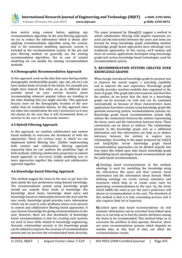 A Survey on Recommendation System based on Knowledge Graph and Machine Learning | PDF