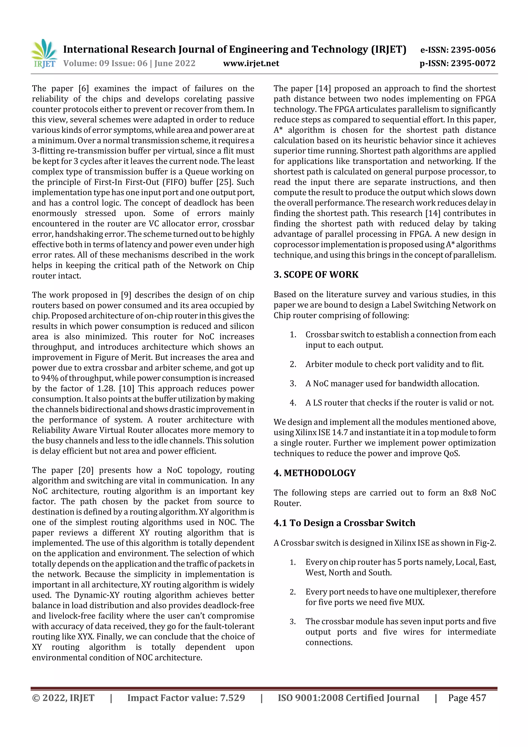 Design and Performance Analysis of 8 x 8 Network on Chip Router | PDF