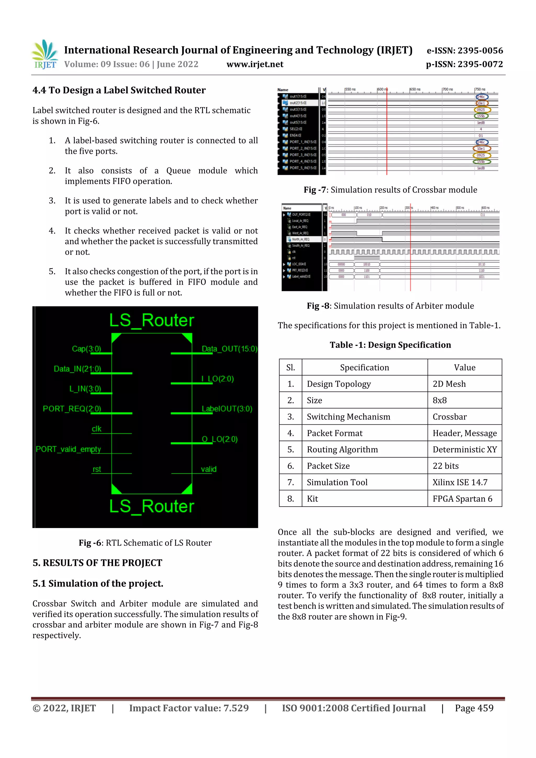 Design and Performance Analysis of 8 x 8 Network on Chip Router | PDF