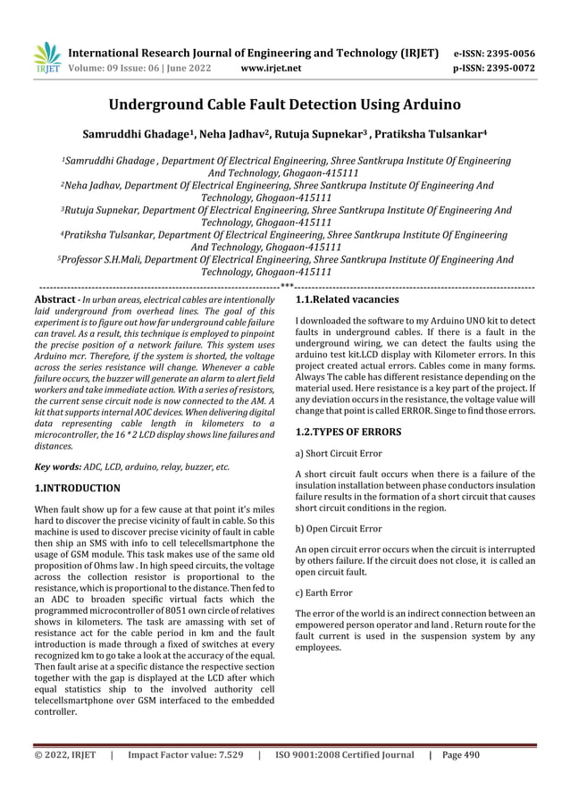 Underground Cable Fault Detection Using Arduino | PDF | Consumer Electronics | Technology ...