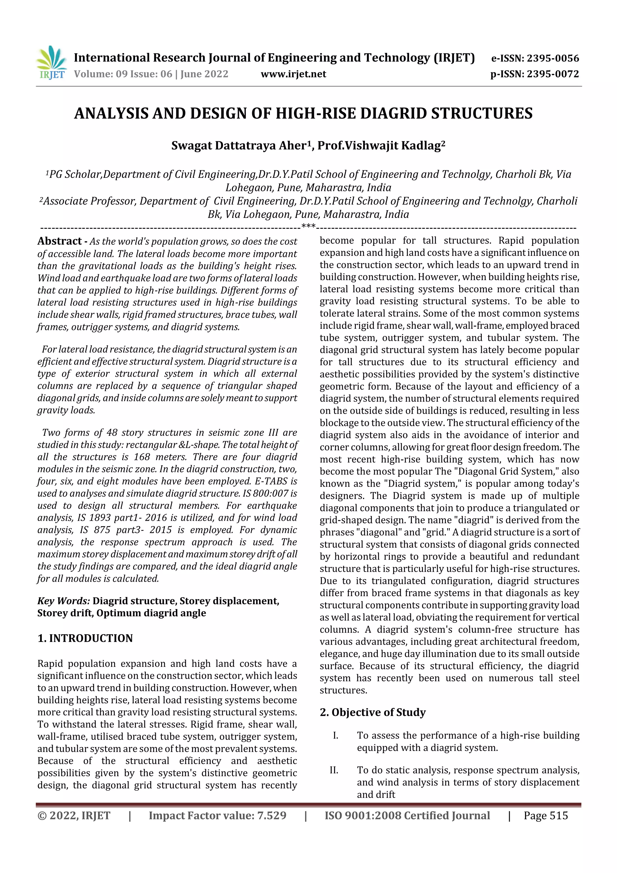 ANALYSIS AND DESIGN OF HIGH-RISE DIAGRID STRUCTURES | PDF