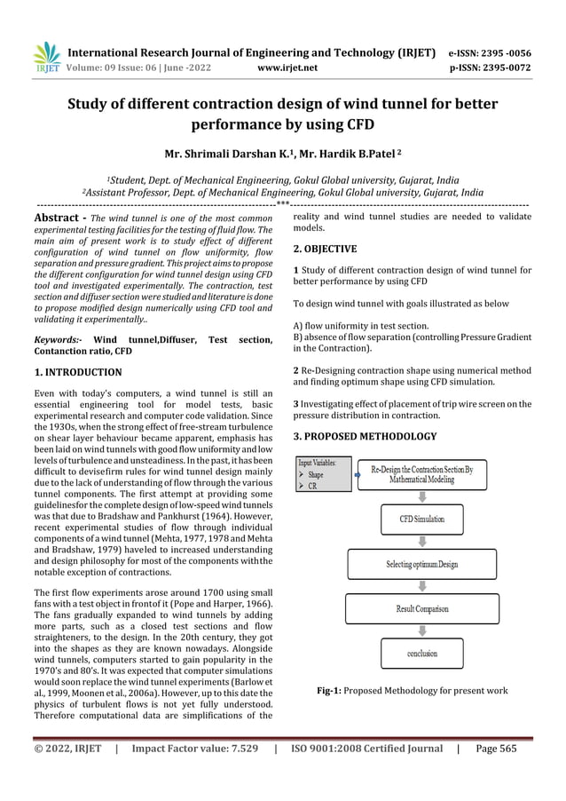 Study of different contraction design of wind tunnel for better ...