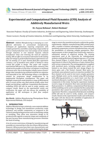 Experimental and Computational Fluid Dynamics (CFD) Analysis of Additively Manufactured Weirs | PDF