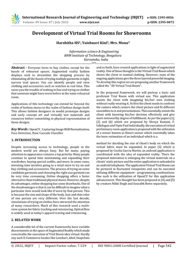 Development of Virtual Trial Rooms for Showrooms | PDF