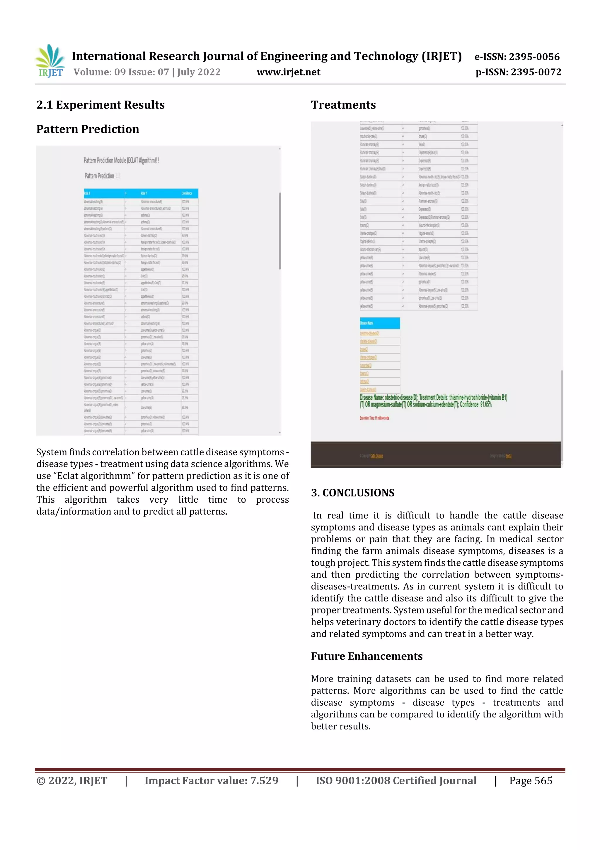 Application to Predict Cattle Disease Pattern using ML | PDF
