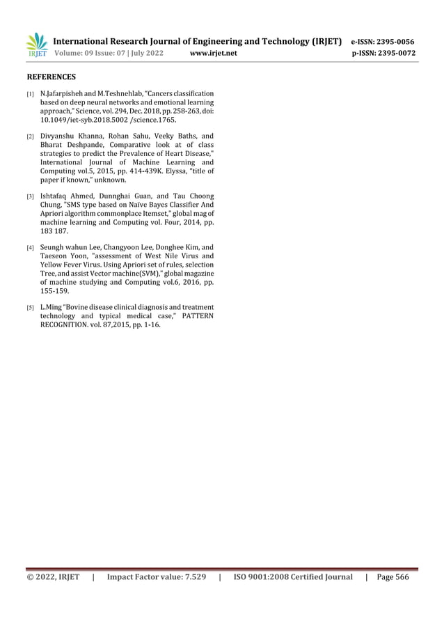 Application to Predict Cattle Disease Pattern using ML | PDF