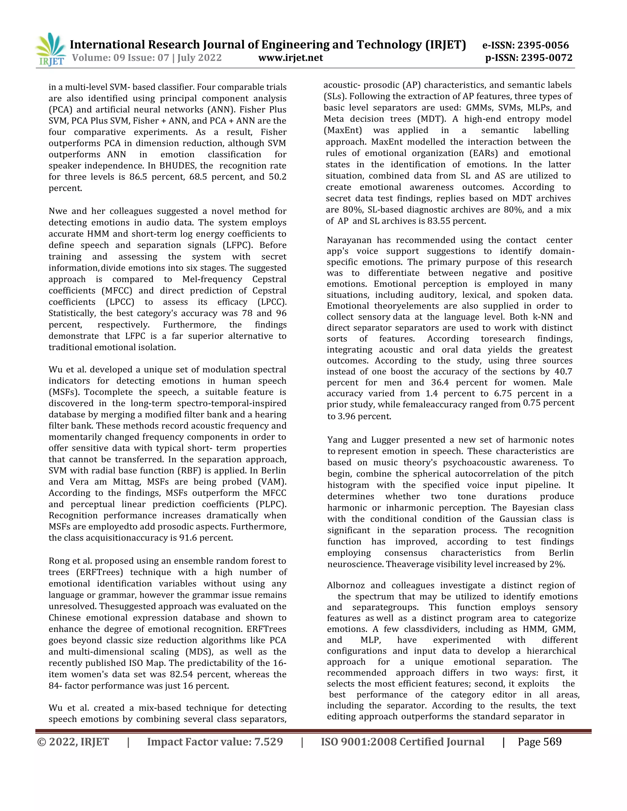 SPEECH EMOTION RECOGNITION SYSTEM USING RNN | PDF