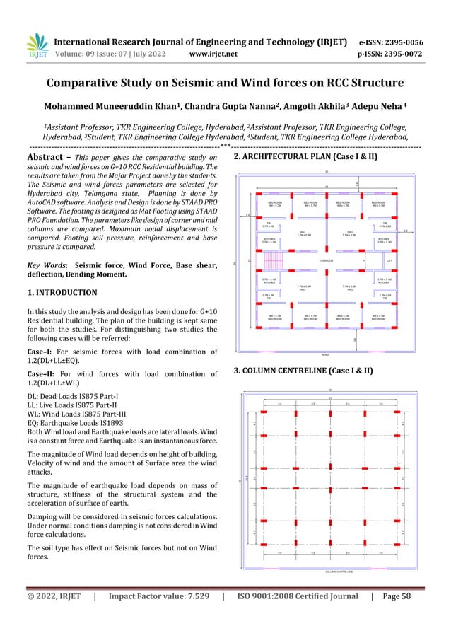 Comparative Study on Seismic and Wind forces on RCC Structure | PDF
