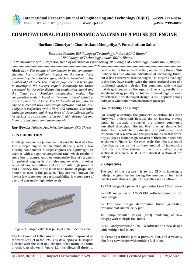 COMPUTATIONAL FLUID DYNAMIC ANALYSIS OF A PULSE JET ENGINE | PDF