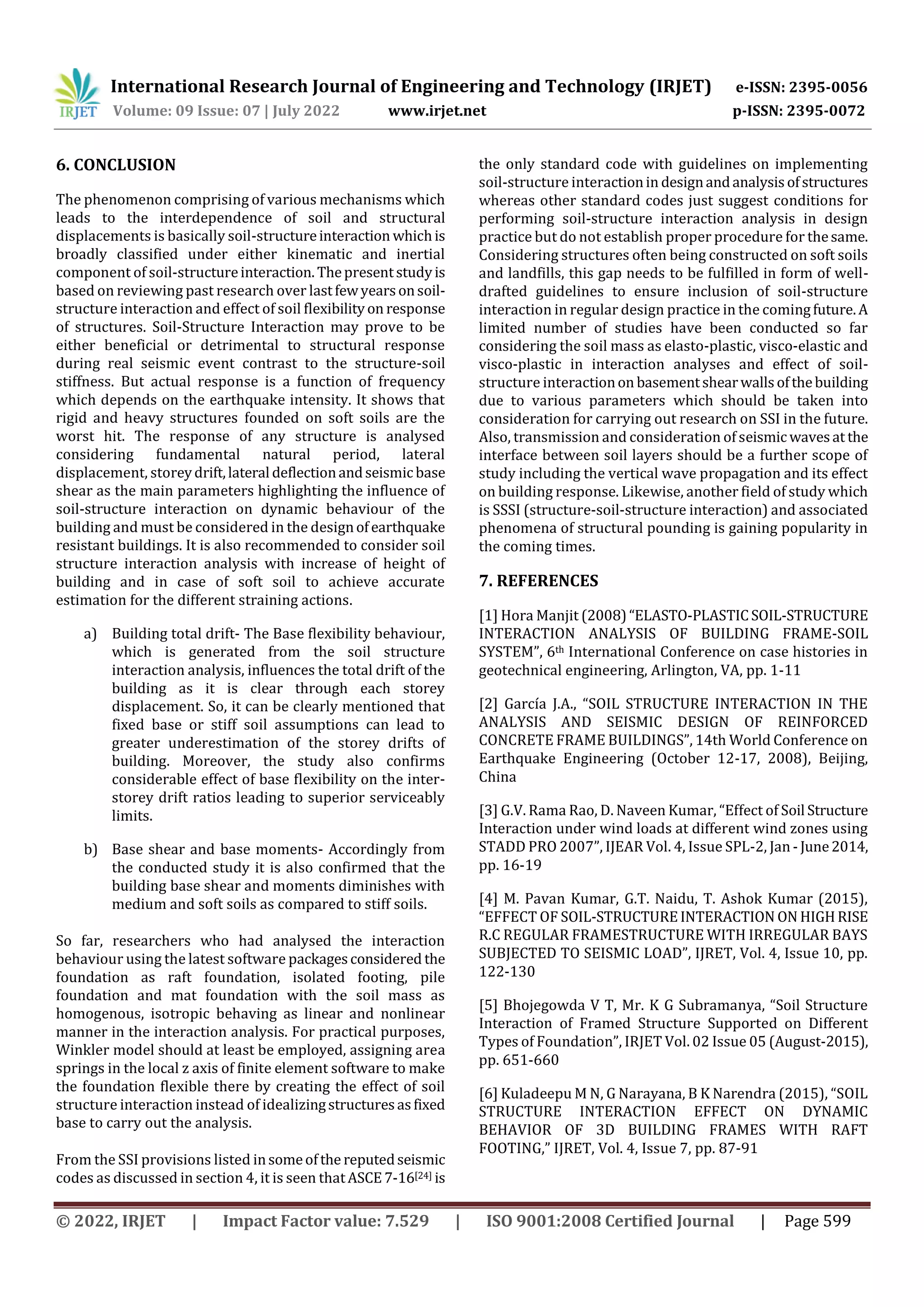 EFFECT OF SOIL STRUCTURE INTERACTION ON DYNAMIC BEHAVIOUR OF STRUCTURES- A REVIEW | PDF