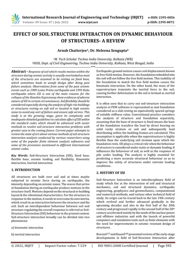 EFFECT OF SOIL STRUCTURE INTERACTION ON DYNAMIC BEHAVIOUR OF STRUCTURES- A REVIEW | PDF