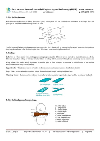 Flat Rolling Process -A Review | PDF
