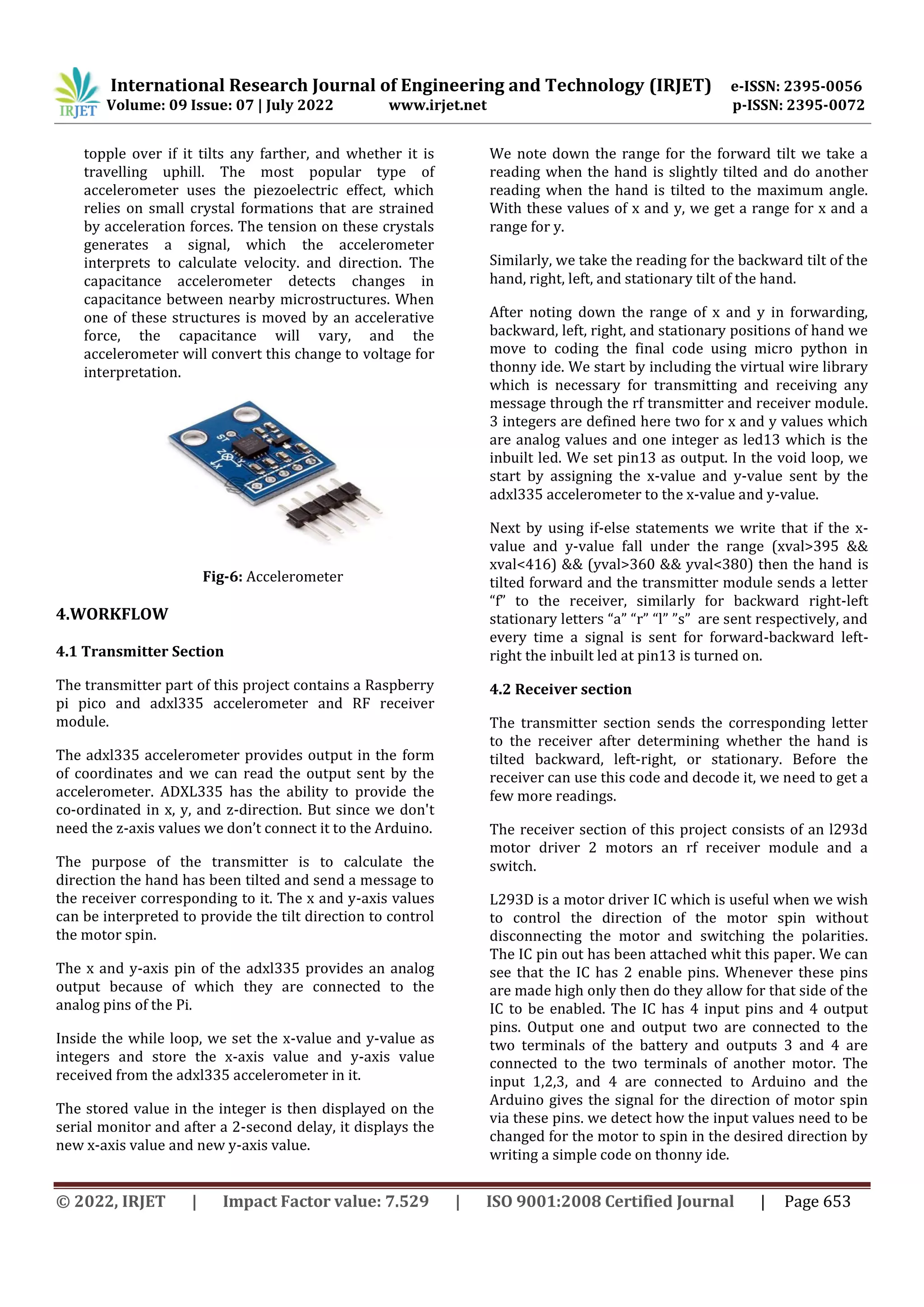 Vehicle Controlled by Hand Gesture Using Raspberry pi | PDF | Robotics | Technology & Computing